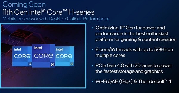 全新35瓦5.0GHz、8核16线程：Intel发布11代酷睿H系列处理器_CPU_什么值得买