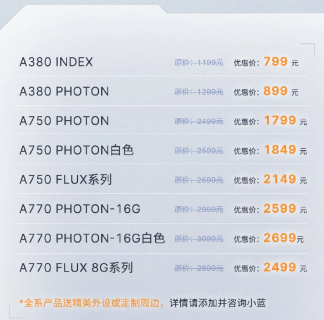 白色更简洁：蓝戟发布 Arc A770 / A750 Photon 白色版非公显卡1849元起_显卡_什么值得买