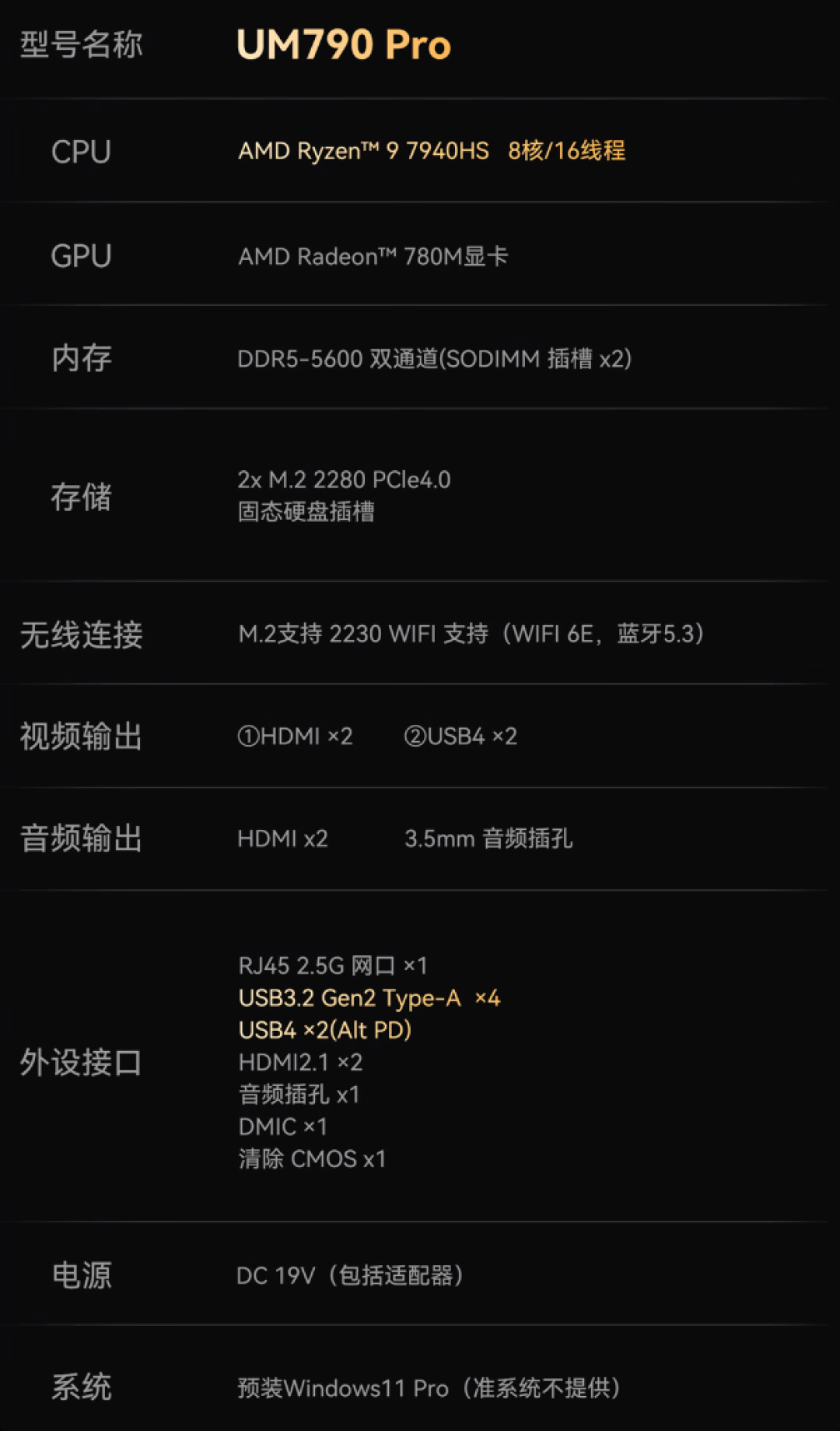 铭凡 UM790 Pro 迷你主机发售：搭R9-7940HS、双USB4、PD供电首发价3199元起_台式机_什么值得买