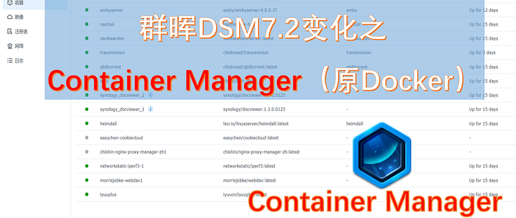 群晖DSM7.2最大变化之Container Manager（原Docker）_NAS存储_什么值得买