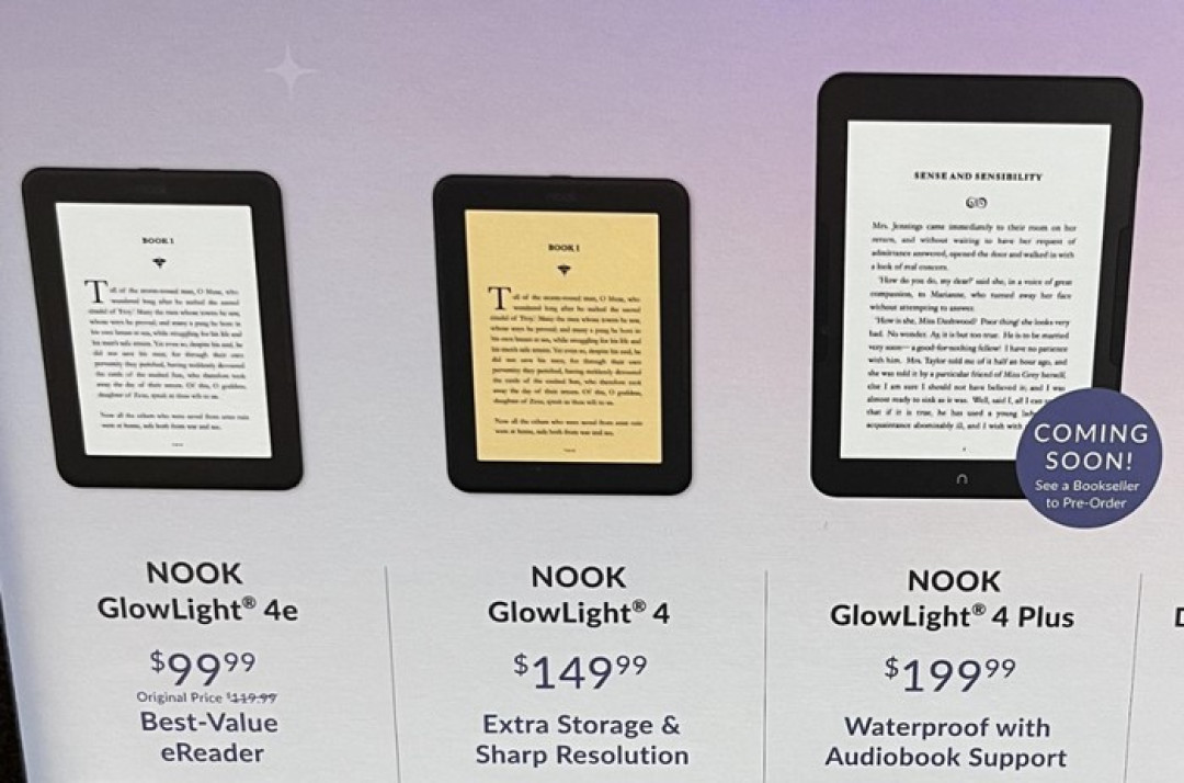Barnes & Noble巴诺 推出 NOOK GlowLight 4 Plus 电子阅读器售价199美元（约1430元）_电子书阅读器_什么值得买