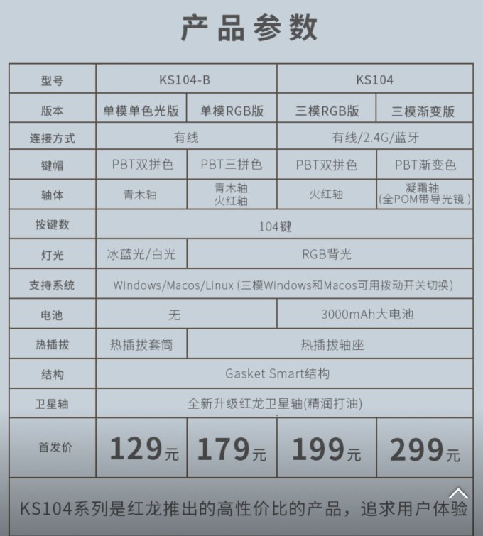 红龙键盘怎么样 新键盘：红龙KS104，129起的全尺寸键盘_什么值得买