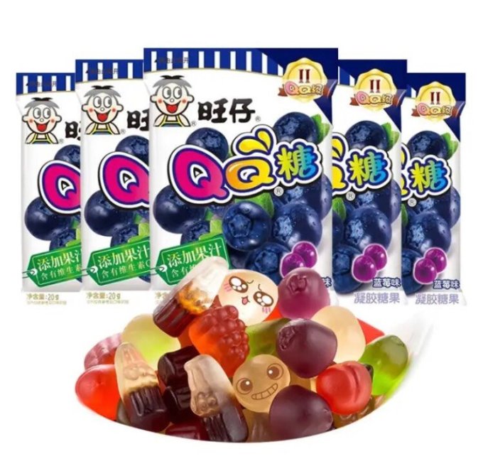 旺旺糖果巧克力怎么样 旺旺旺仔QQ糖20g多种水果口味软糖儿童果汁橡皮糖独立包装零食大礼包【5包】蓝莓味*5_什么值得买
