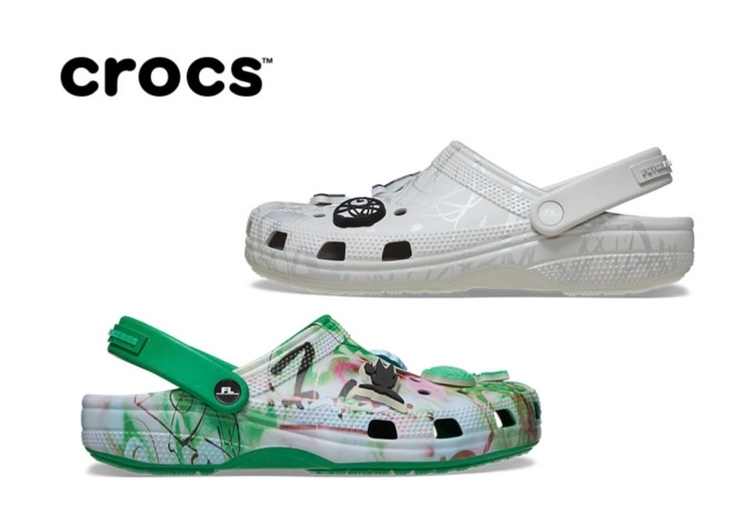 这次Crocs它的联名终于不浮夸了，携手Futura推出未来主义风格联名款。_男式拖鞋_什么值得买