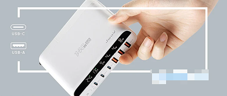 Jway 140W 氮化镓六孔数字快充_充电器_什么值得买